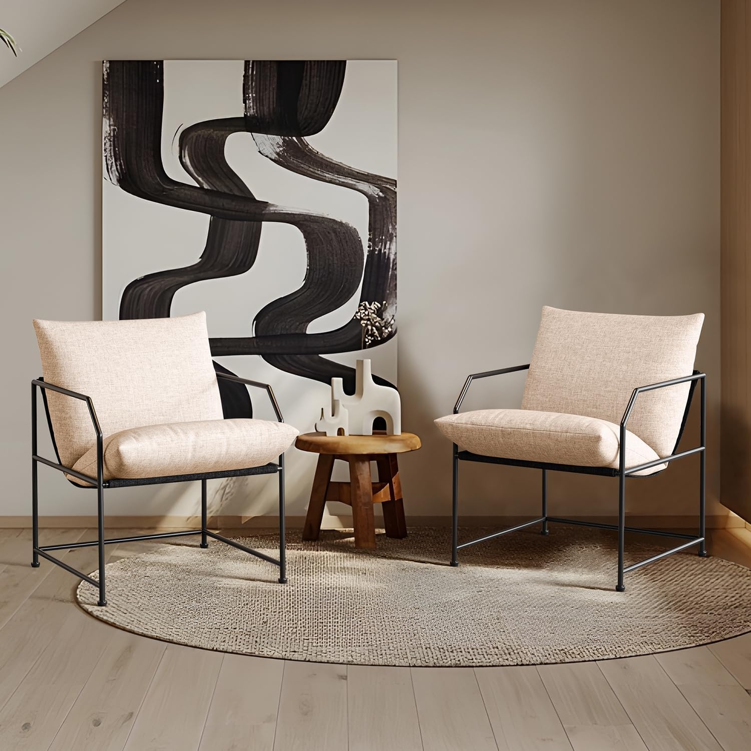 Amazon.com: Homy Grigio Sling Accent Chair Set of 2 Mid Century Modern ...