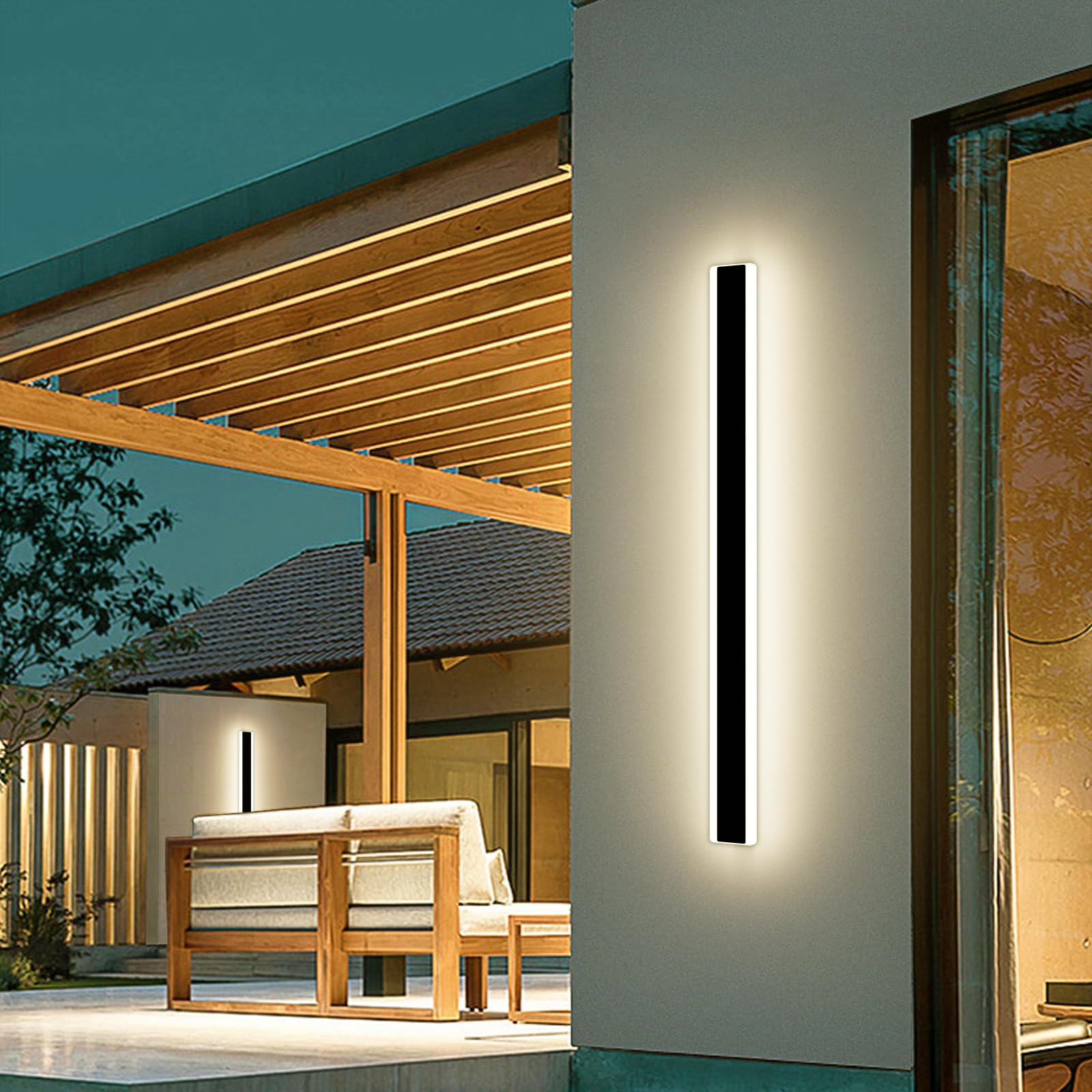 Daoseolo Outdoor Wall Sconces, 31.4inch Modern Wall Lights, 3 Lights ...