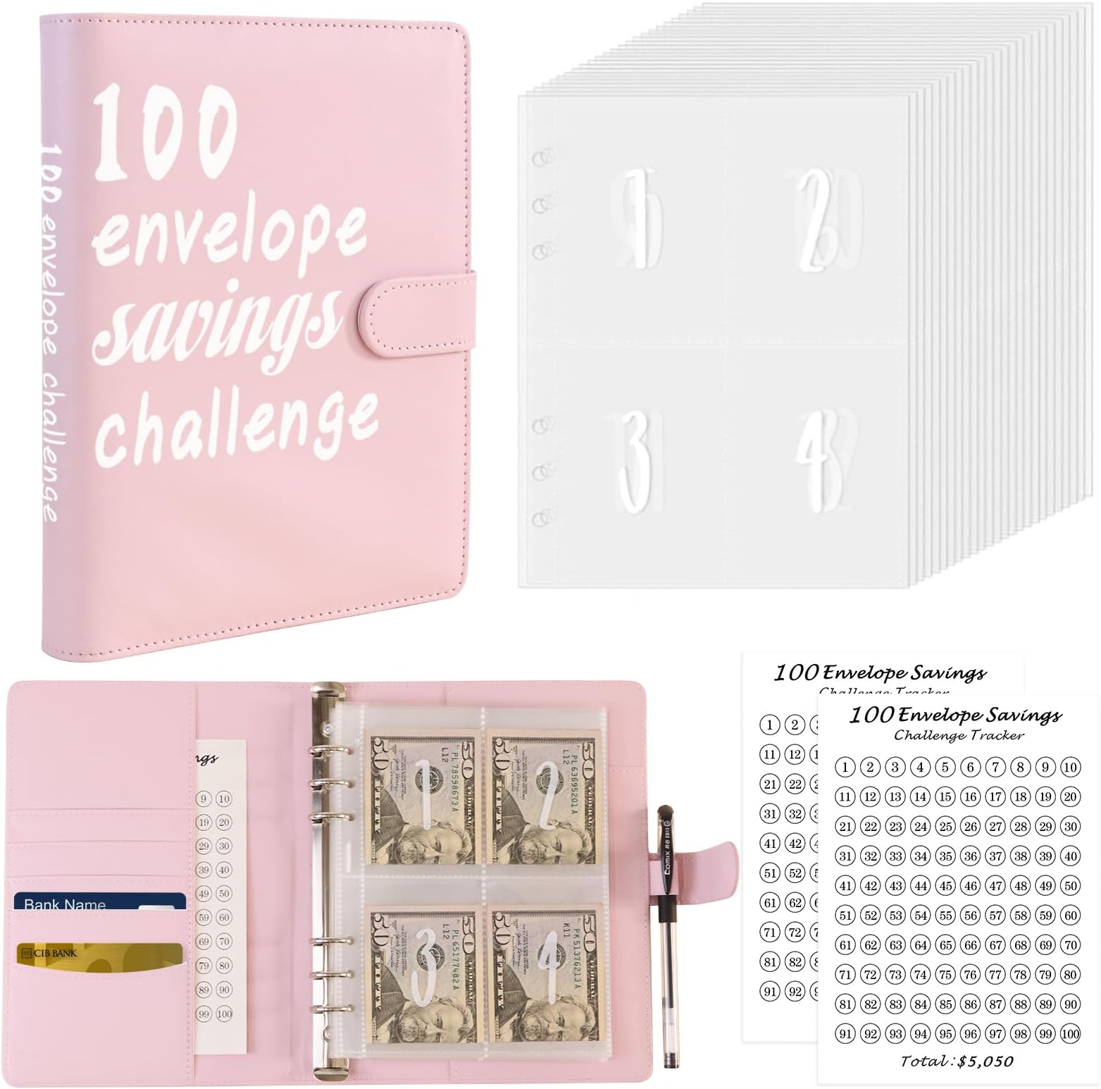 Amazon.com : 100 Envelopes Money Saving Challenge Book, 100 Day ...