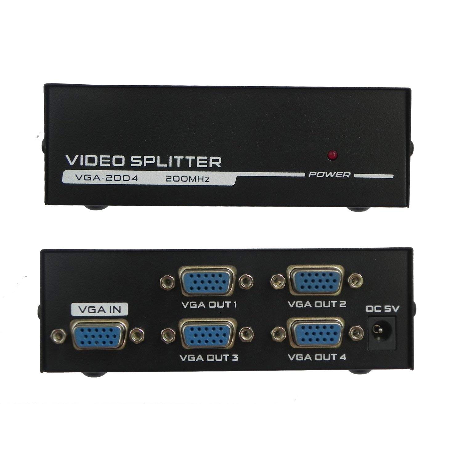 1Goal 4 Port Vga Video Splitter Distribution Amplifier 1-to-4 Monitor ...