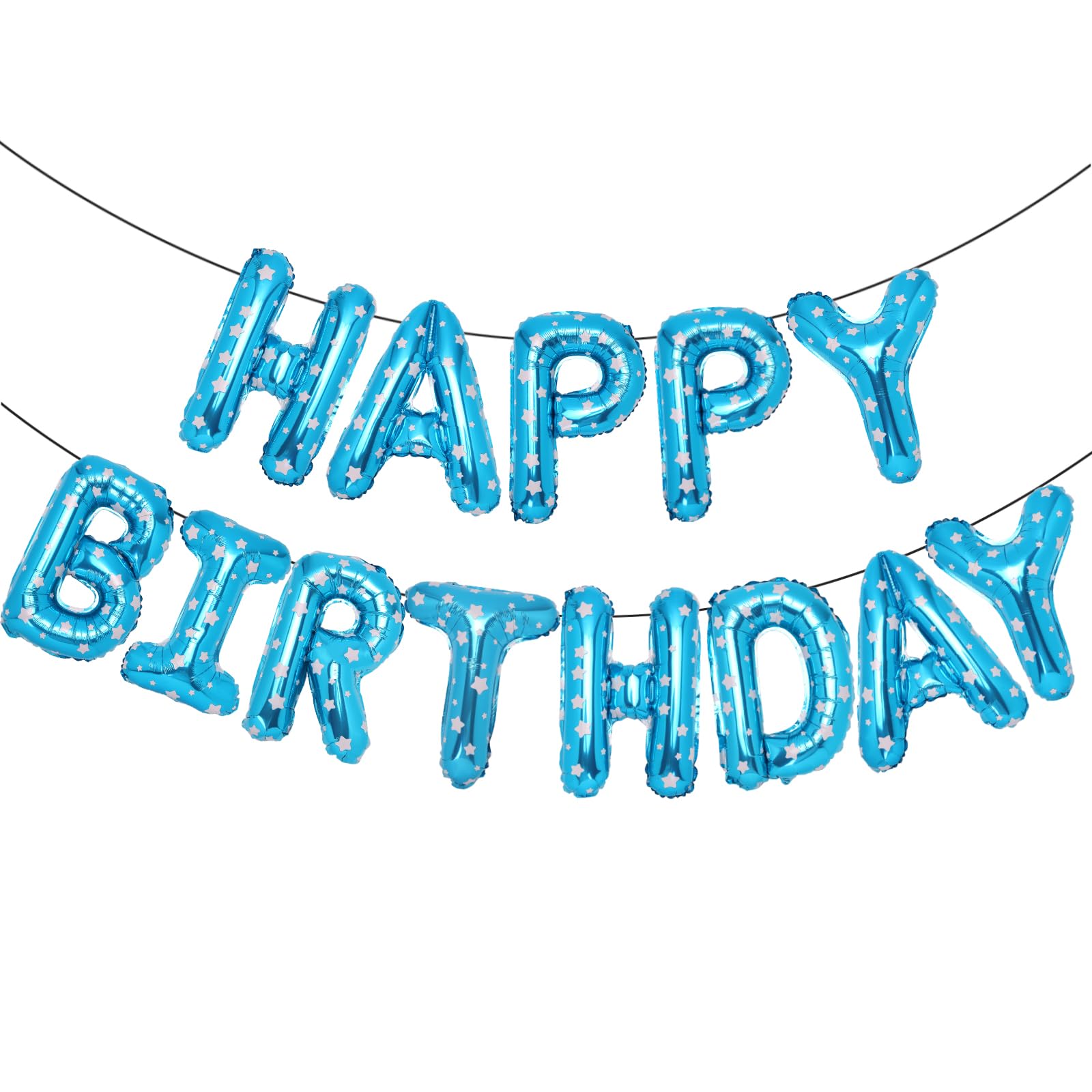 Amazon.com: Accevo Blue Happy Birthday Banner,16 Inch Star Pattern ...