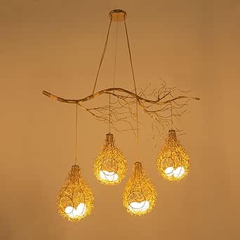 Creative Island Pendant Light Fixture, 8-Lights Bird Nest Chandelier ...