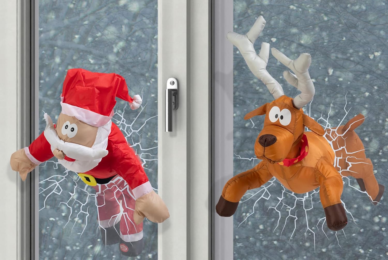 Celebright Christmas Crashing Santa & Reindeer Animated Decoration ...