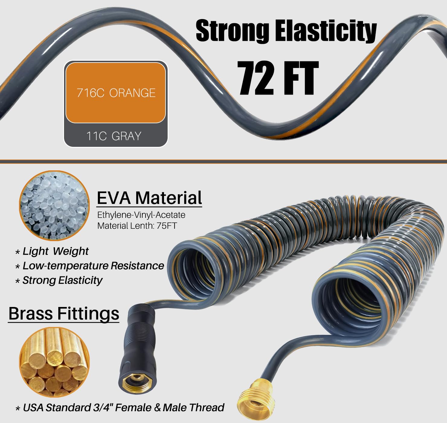 Snapklik.com : HomeyHoney 3/8 Retractable EVA Coil Garden Hose 75 Ft ...
