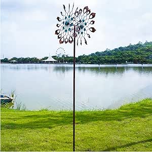 Amazon.com: Large Metal Kinetic Wind Spinner, Double Windmill Spinner ...