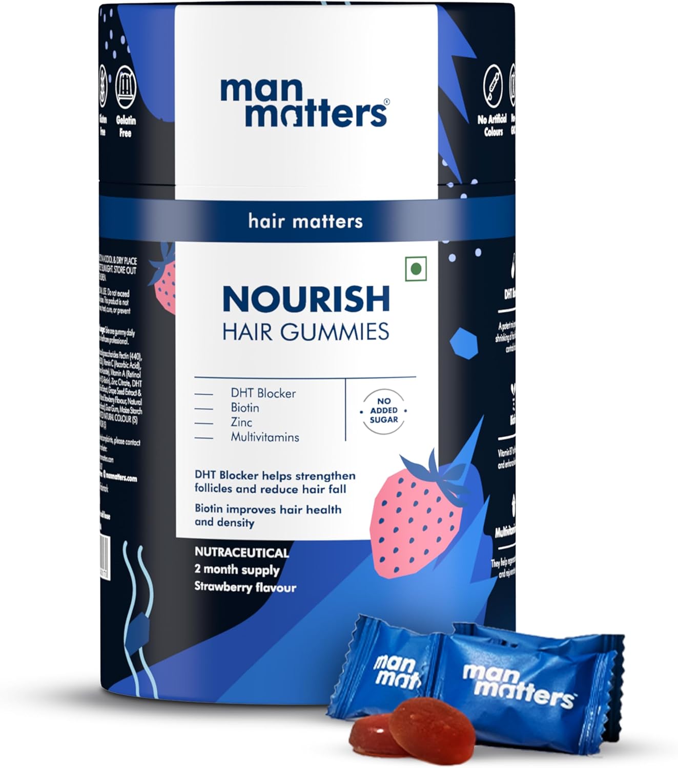 Amazon.com: Man Matters Biotin Hair Gummy for Healthy Hair | No Sugar ...
