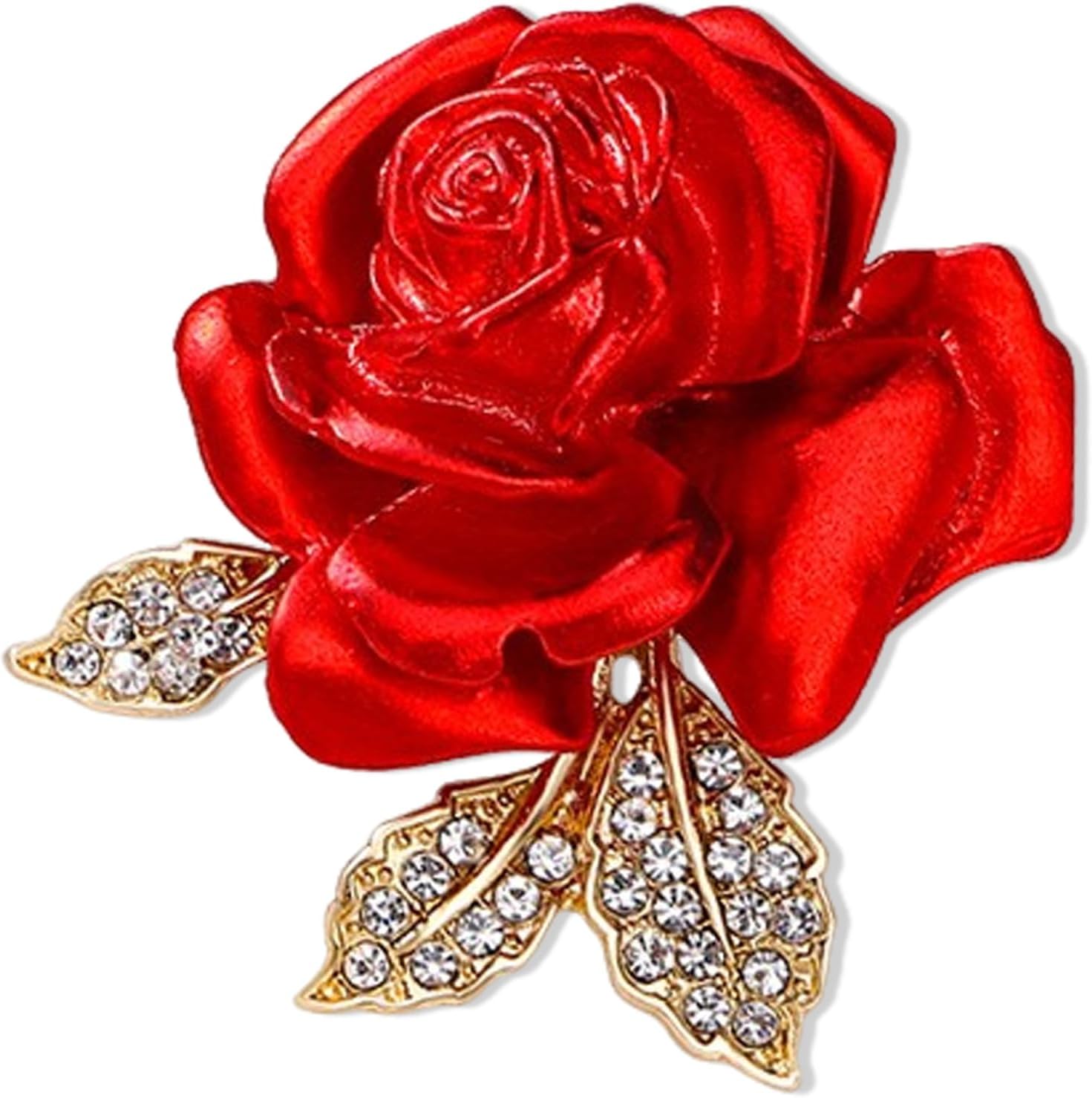 Amazon.com: Crystal Red Rose Flower Brooch Pins for Women Elegant ...