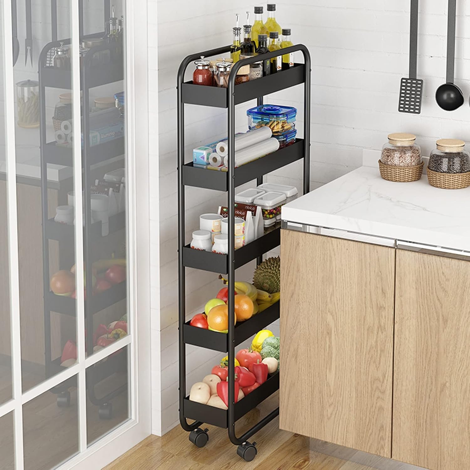 Buy KAIKEA Light and Strong Kitchen Gap Slim Slide Out Storage Tower ...