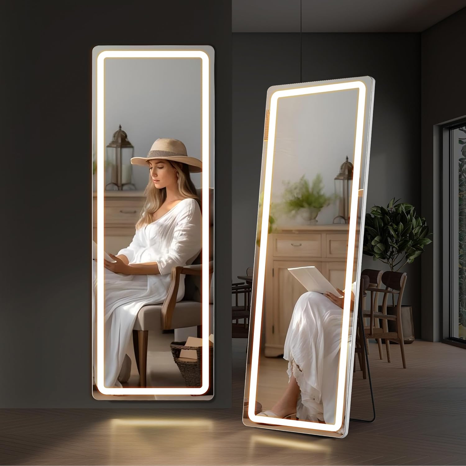 Amazon.com: Mirror Full Length with LED Lights, 21"x64" Body Wall ...