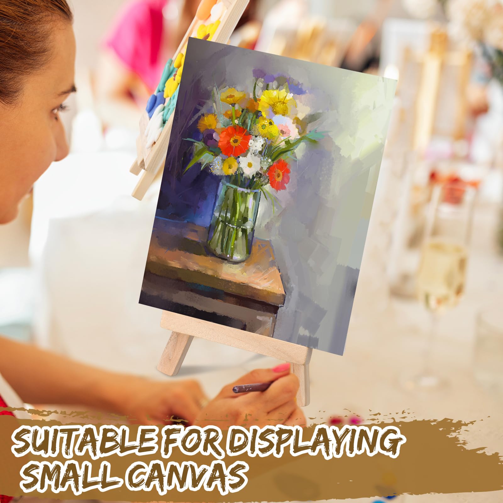 Snapklik.com : 60 Pcs Mini Wood Easel Stands 5 Inch Small Wooden Canvas ...