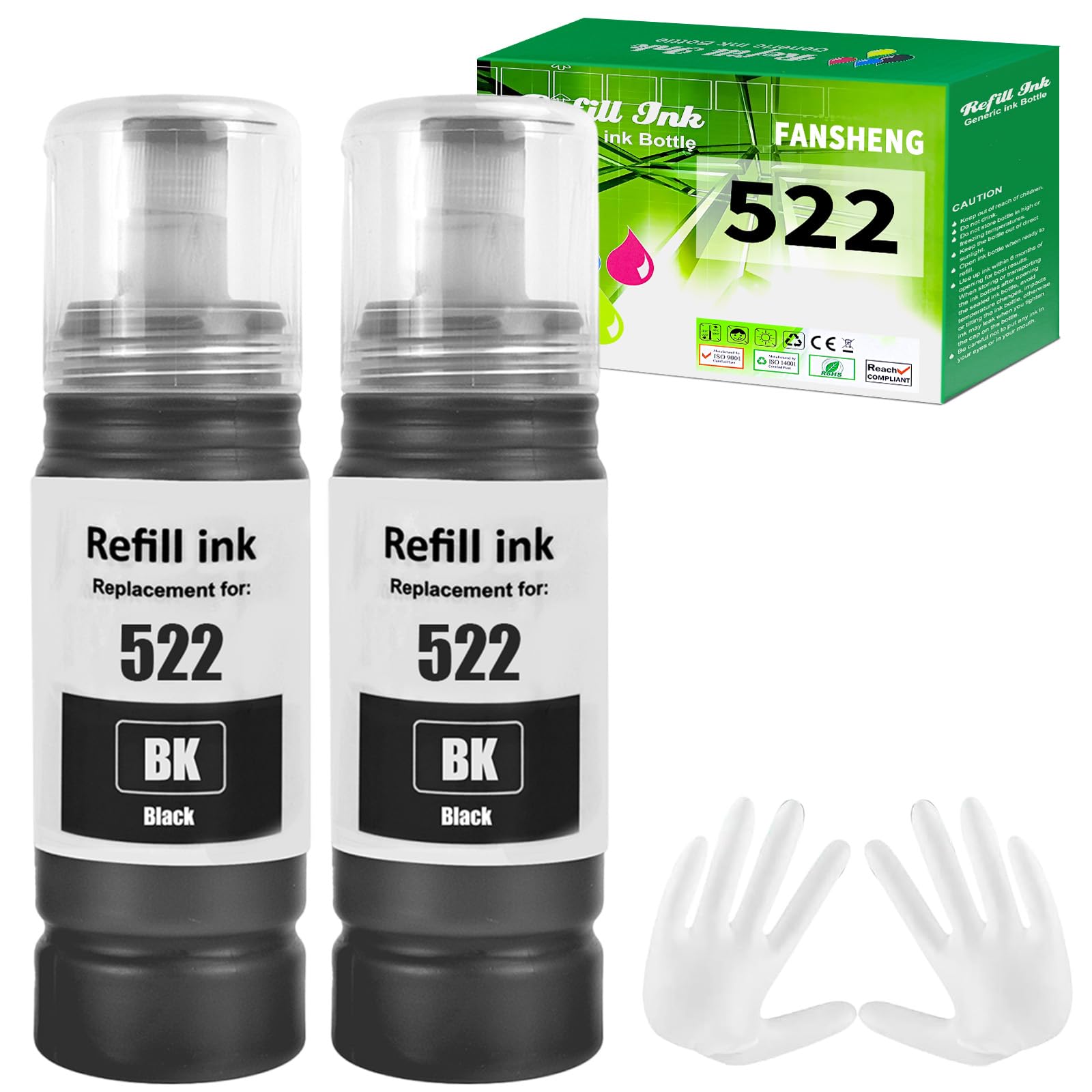 522 Black Ink Refill Bottles Replacement for Epson 522 Ink Refill ...
