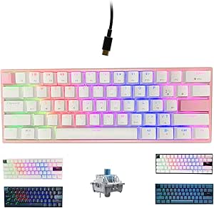 Amazon.com: Portable 60% Mechanical Gaming Keyboard LED Backlit Compact ...