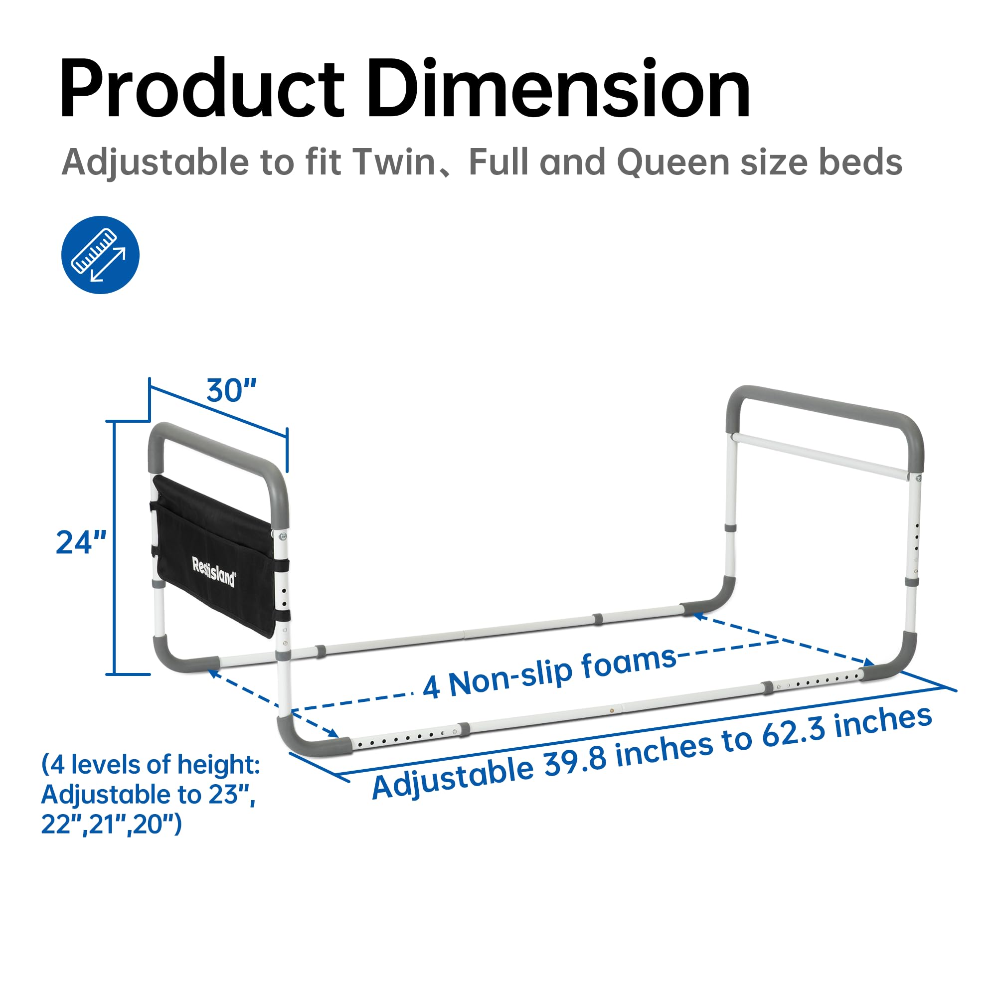 Snapklik.com : Dual Bed Side Hand Rail, Bed Assist Rail Adjustable ...