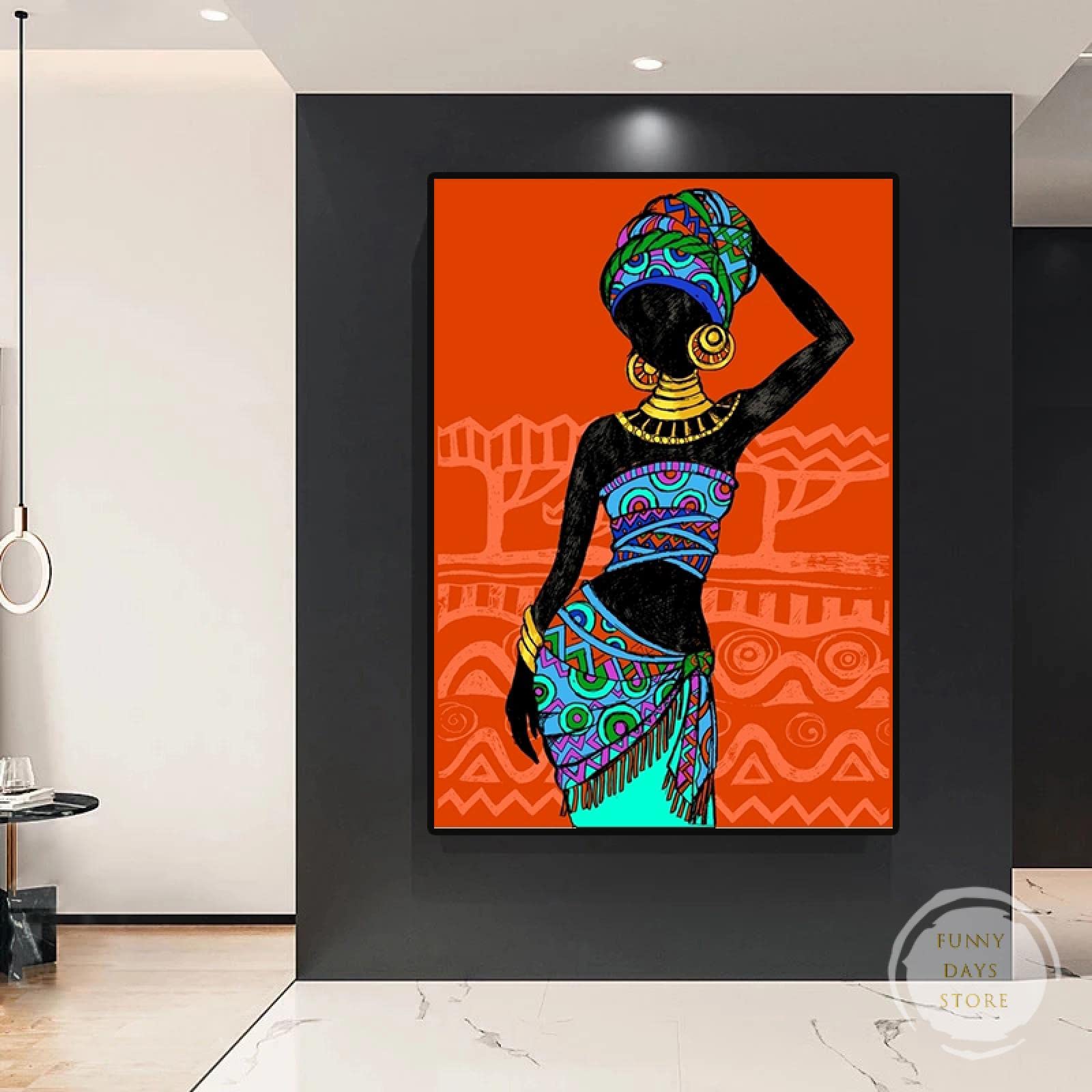 Afrikaanse Tribale Vrouwen Dansen Muurkunst Tribal Danseres