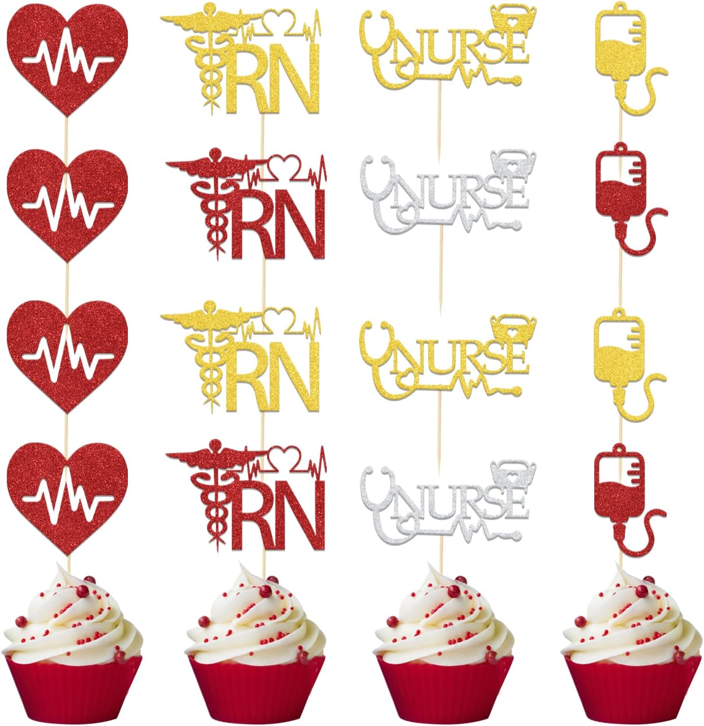 Amazon.com: 24 Pcs RN Cupcake Toppers RN Graduation Party Decorations ...