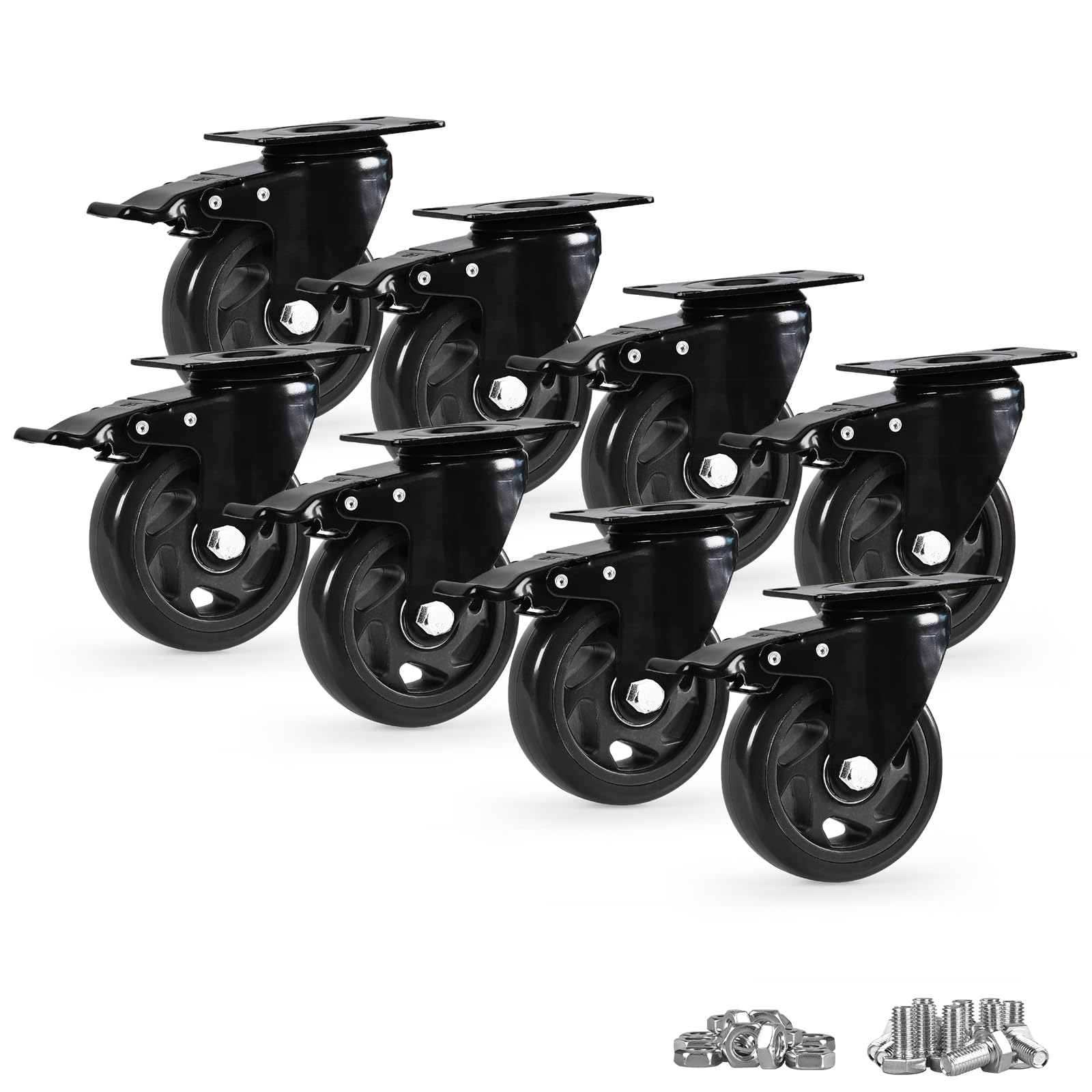 Snapklik.com : Caster Wheels, Heavy Duty 4 Inch Casters Set Of 8 ...