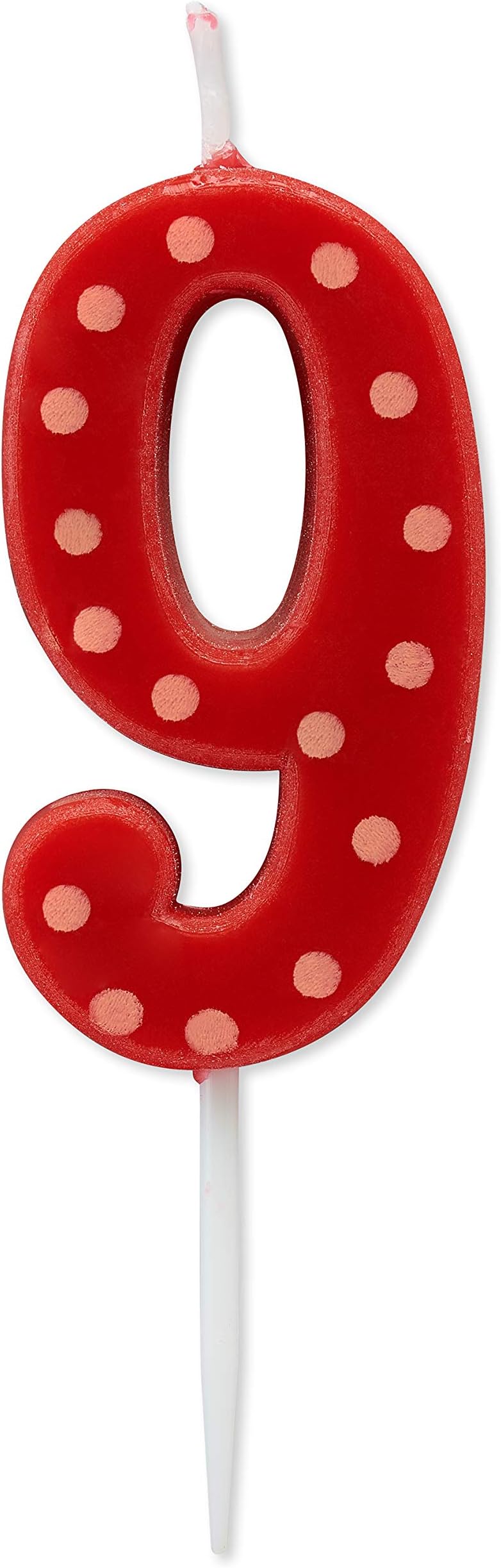 Amazon.com: Number "9" White & Red Deluxe Birthday Candle - 2.75" (1 Pc ...