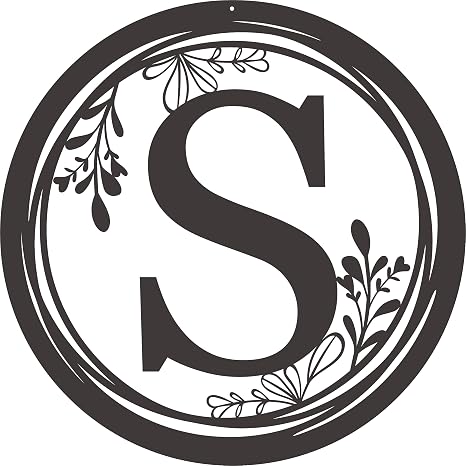 Amazon.com: Decorative Metal Wall Art Sign with Letter S-Round Monogram ...