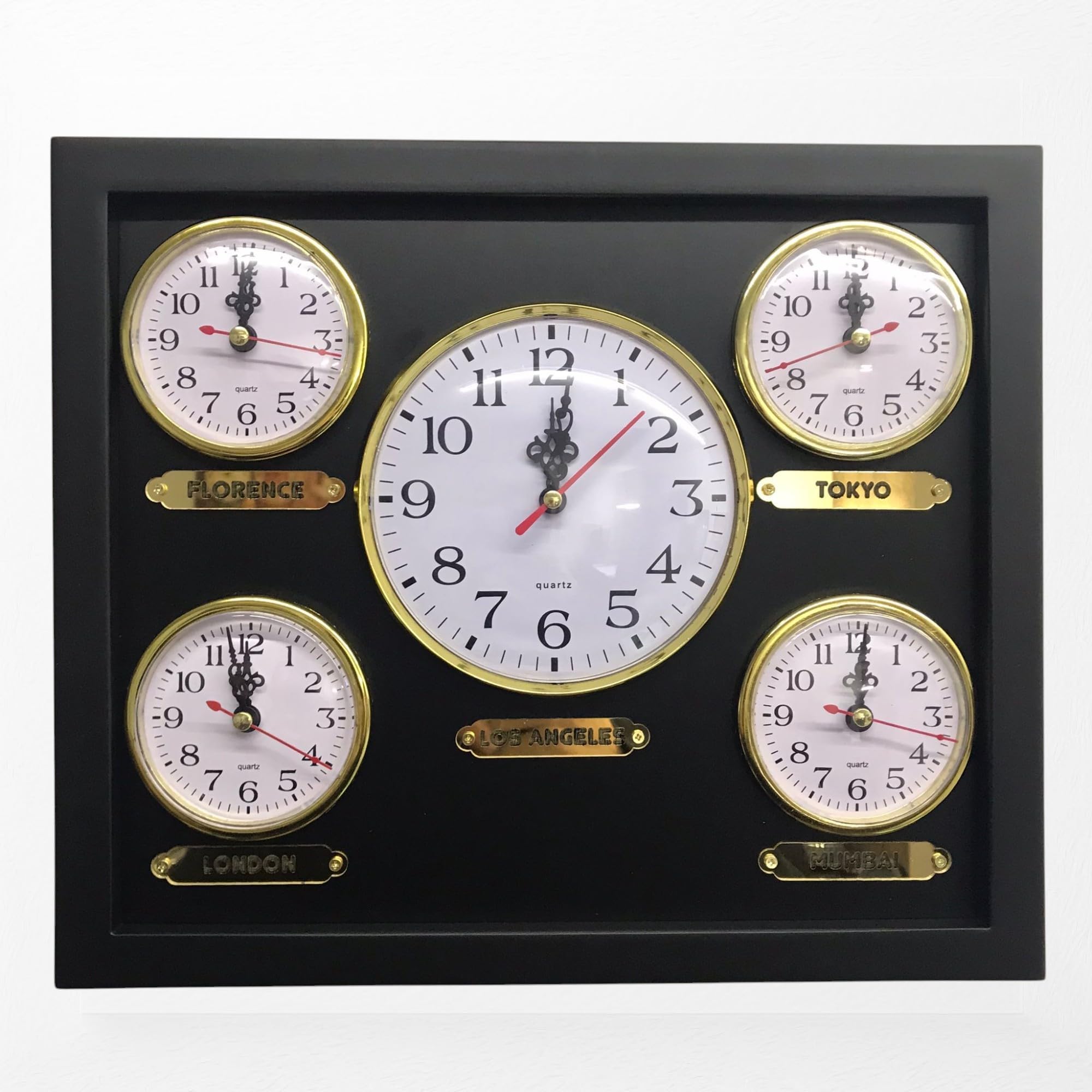 Amazon.com: Generic Customizable 4+1 Time Zone Wall Clock. Multi-Time ...