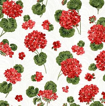Amazon.com: Benartex Bettys Geraniums Geranium Floral, Fabric by The ...