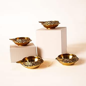 Amazon.com: Fine Living 2.75" Kuber Brass Diyas for Pooja Set of 4 ...