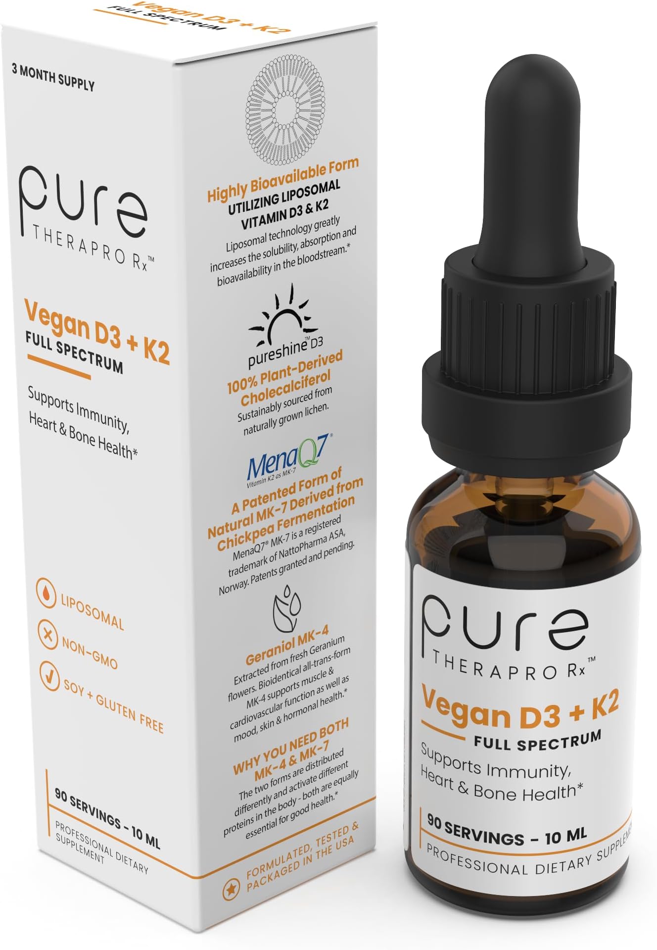 Amazon.com: Pure Therapro Rx Vegan Vitamin D3 + K2 Liposomal Supplement | 90 Servings | Maximum ...