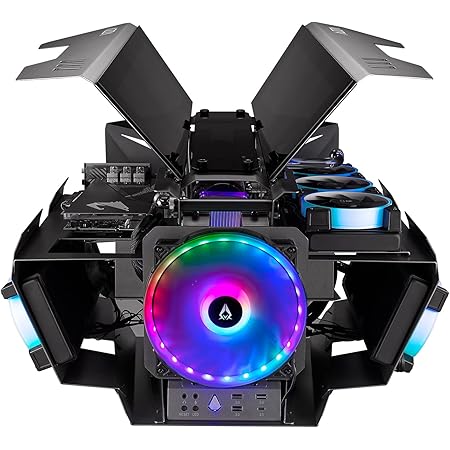 Azza CSAZ-804V Pyramid Innovative PC Case W/RGB Fan, Black
