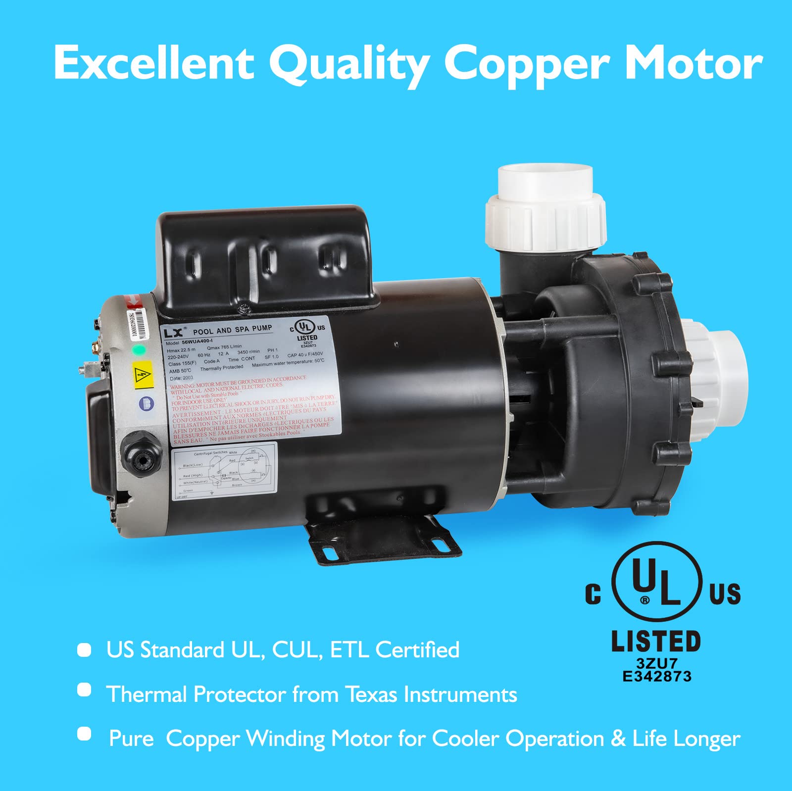 Snapklik.com : LINGXIAO SPA Pump, 4HP Hot Tub Pump - 2 Speed LX SPA ...