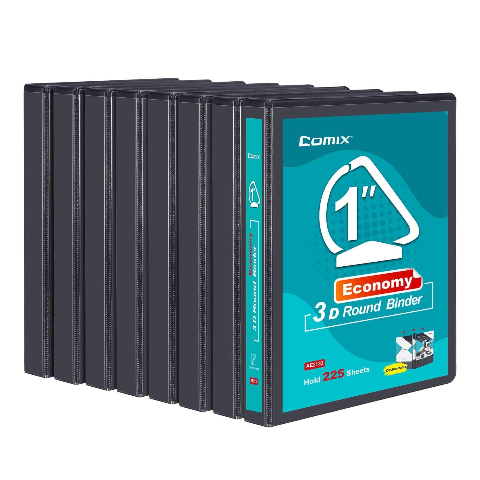 Amazon.com : COMIX Economy 1 inch Binders 3 Ring, 1" Slant-D Clear View ...