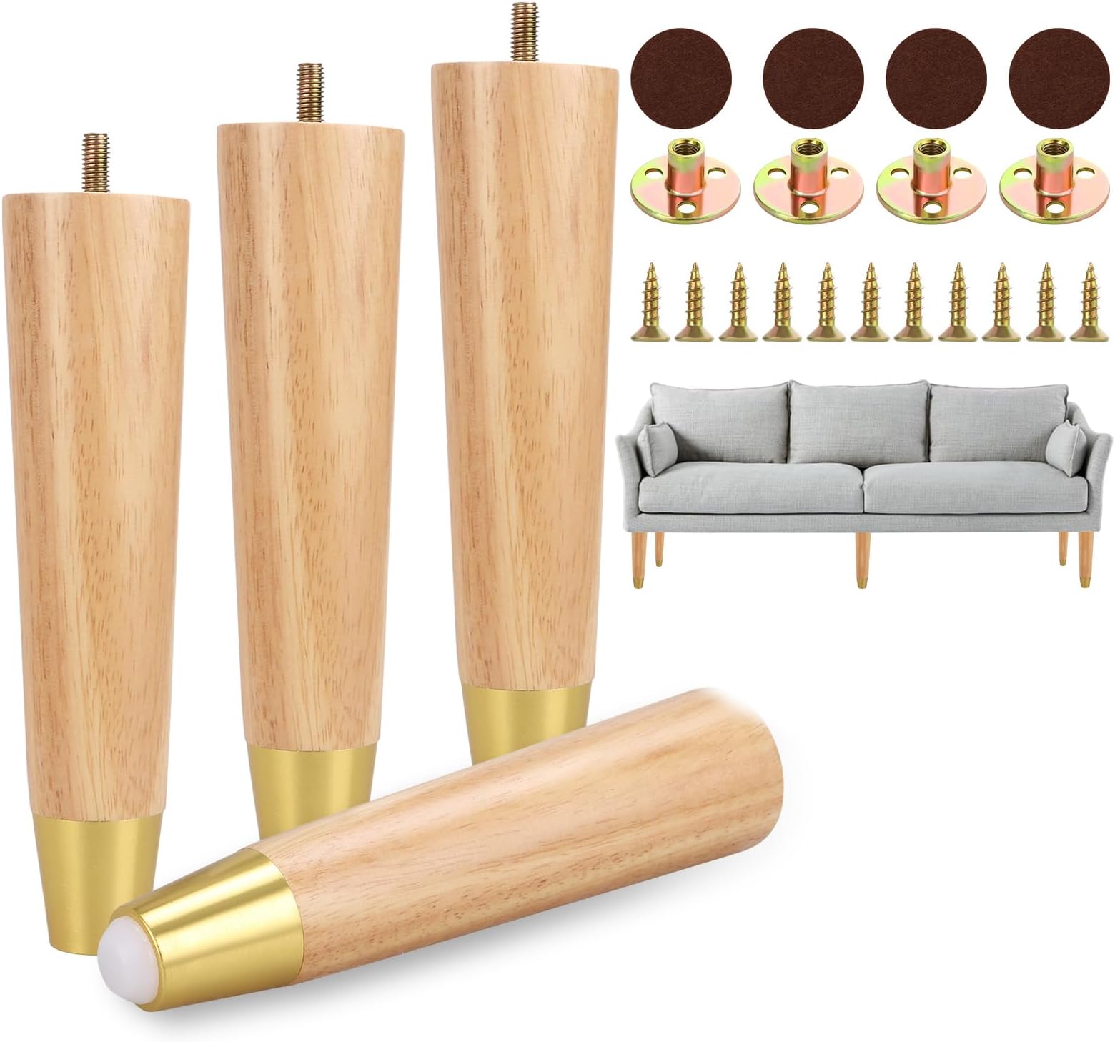 Amazon.com: Acrux7 6 Inch Furniture Legs Set of 4 Wooden Couch Legs ...