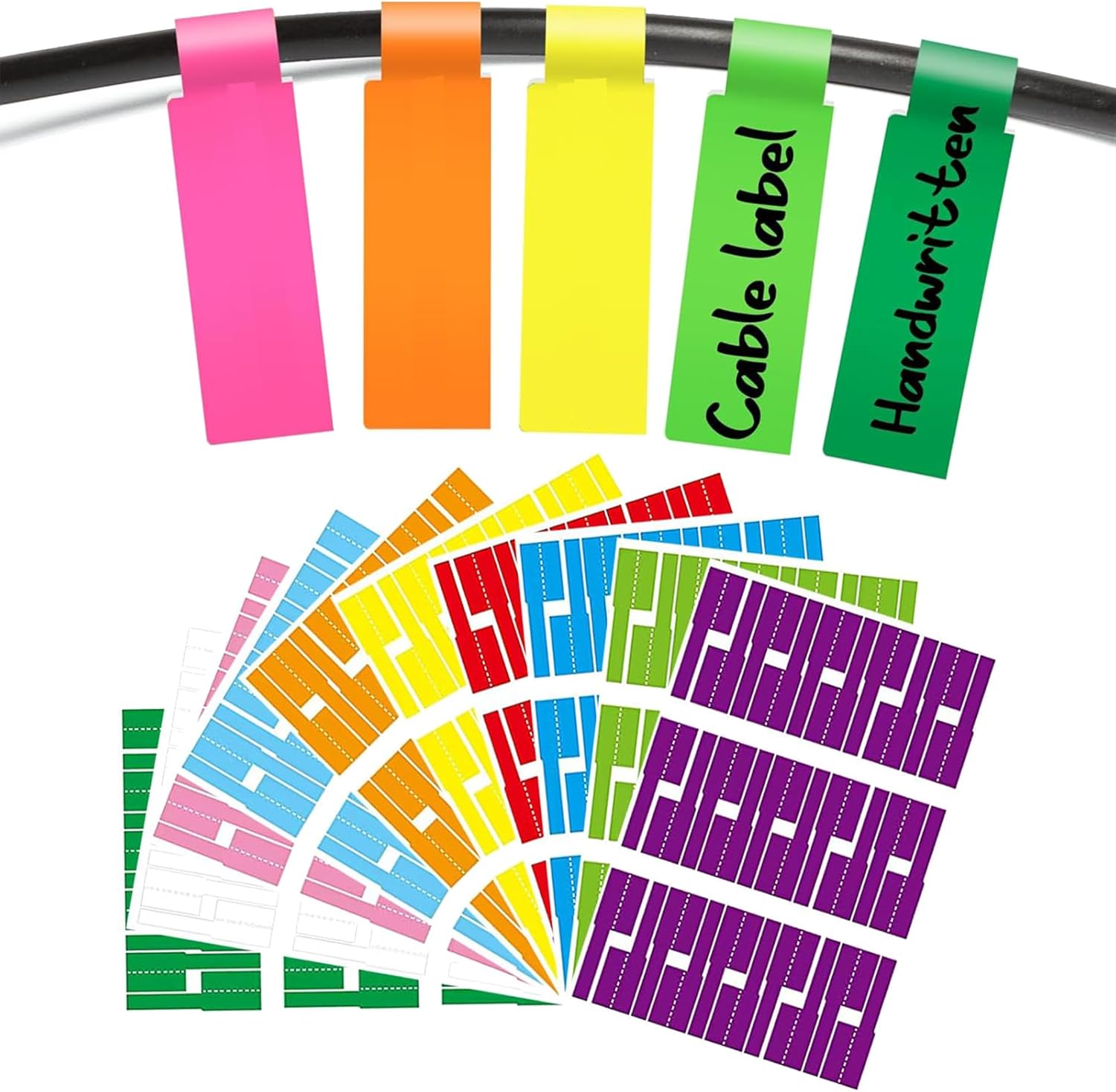 360 Stück Kabelbeschriftung, 12 Farben 12 Blatt Kabeletiketten Kabel ...