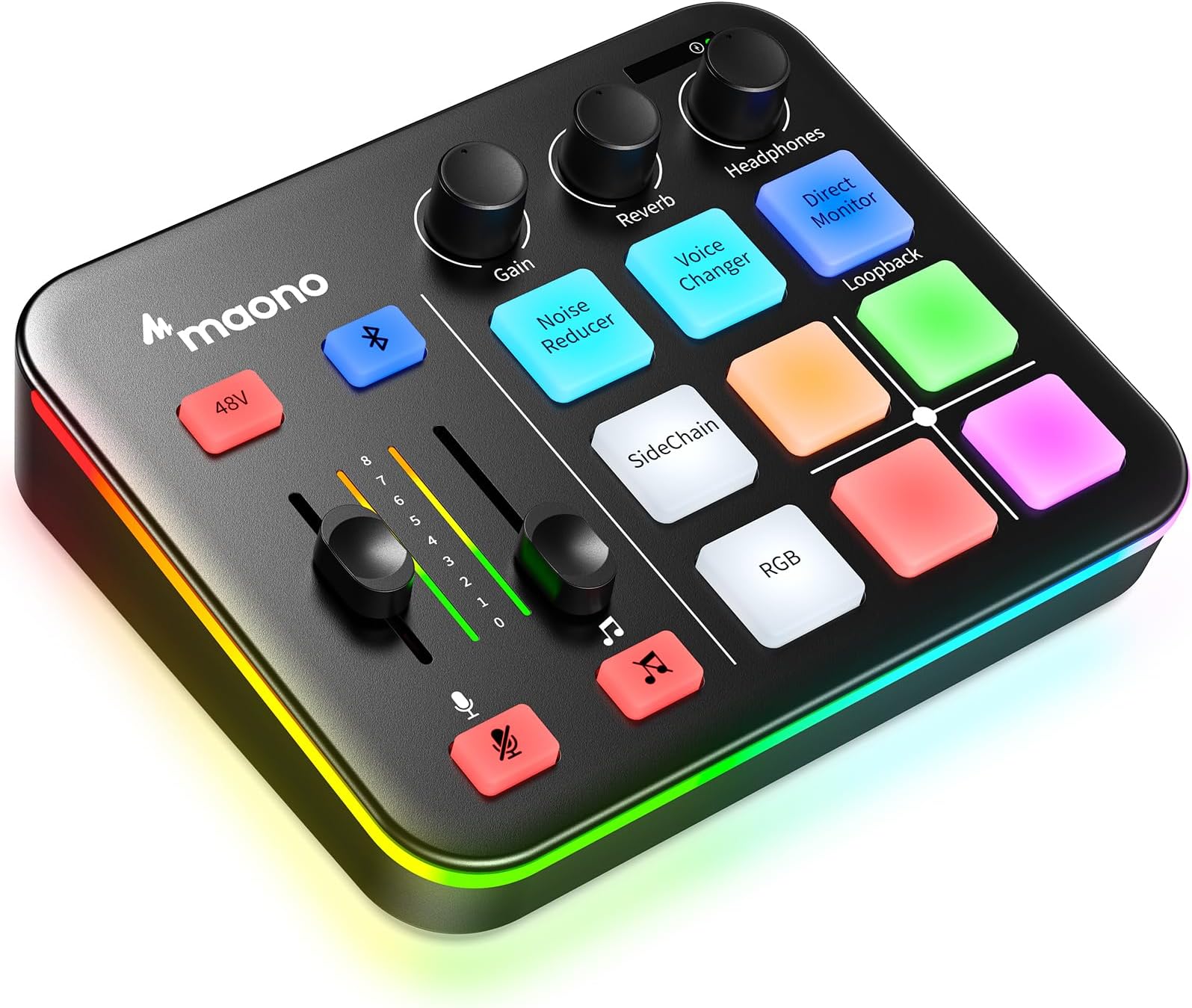 MAONO Gaming Audio Mixer, Streaming RGB PC Mixer with XLR Microphone ...