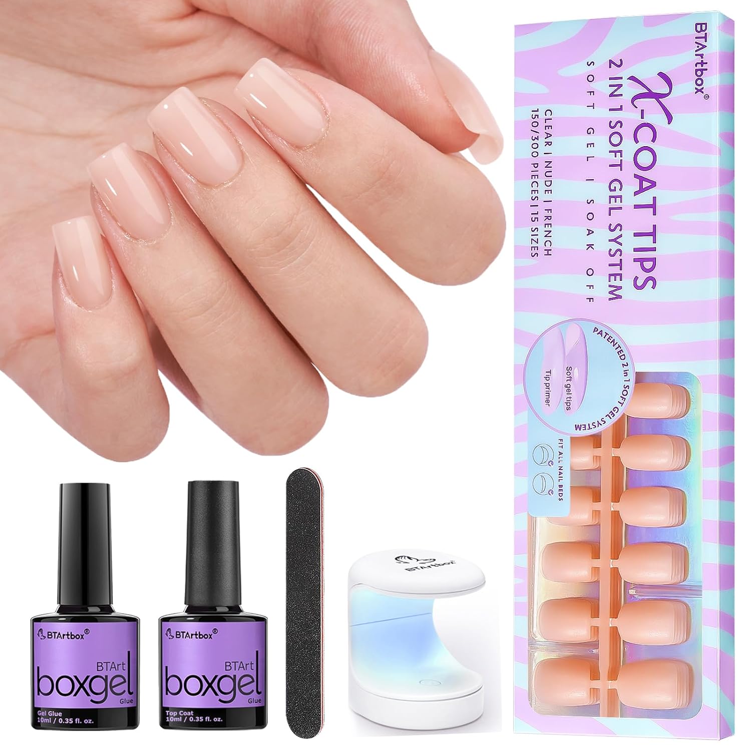 Amazon.com: Soft Gel Nail Tips and Glue Gel Kit - BTArtbox Gel Nail Kit ...