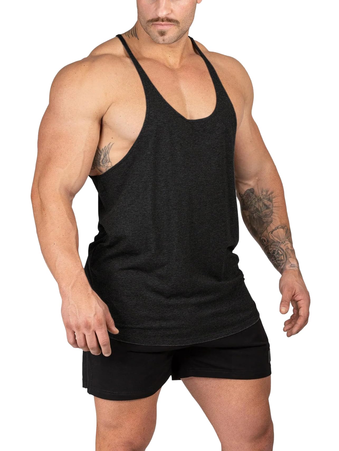 Amazon.com: Muhshoiy Mens Stringer Bodybuilding Tank Tops Y Back Gym ...