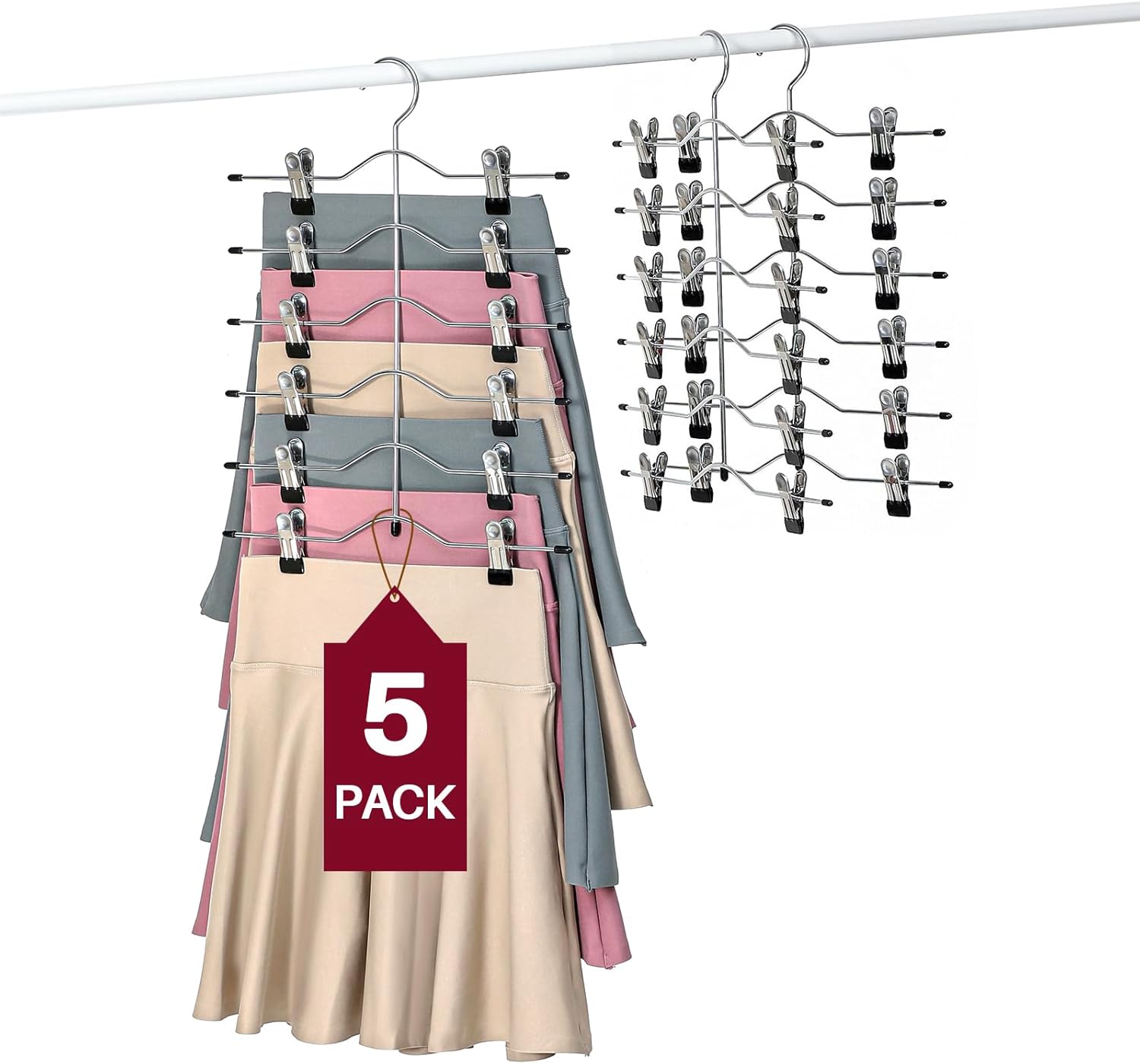 Amazon.com: Frezon Multi Layer Pants Hangers, 6 Tier Skirt Hangers with ...