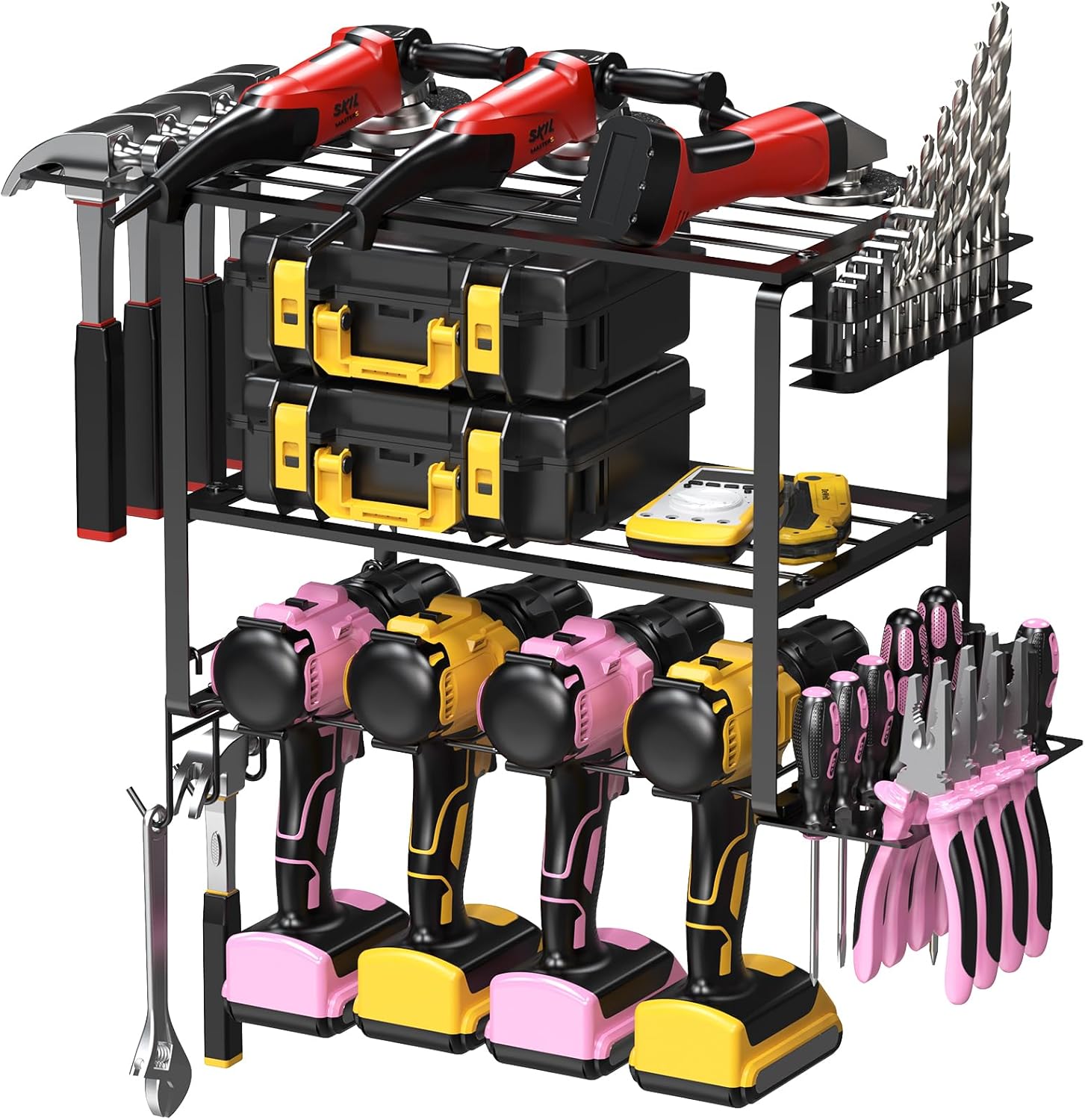 Amazon.com: EZOYU Heavy Duty Metal Power Tool Organizer Wall Mount, 3 ...