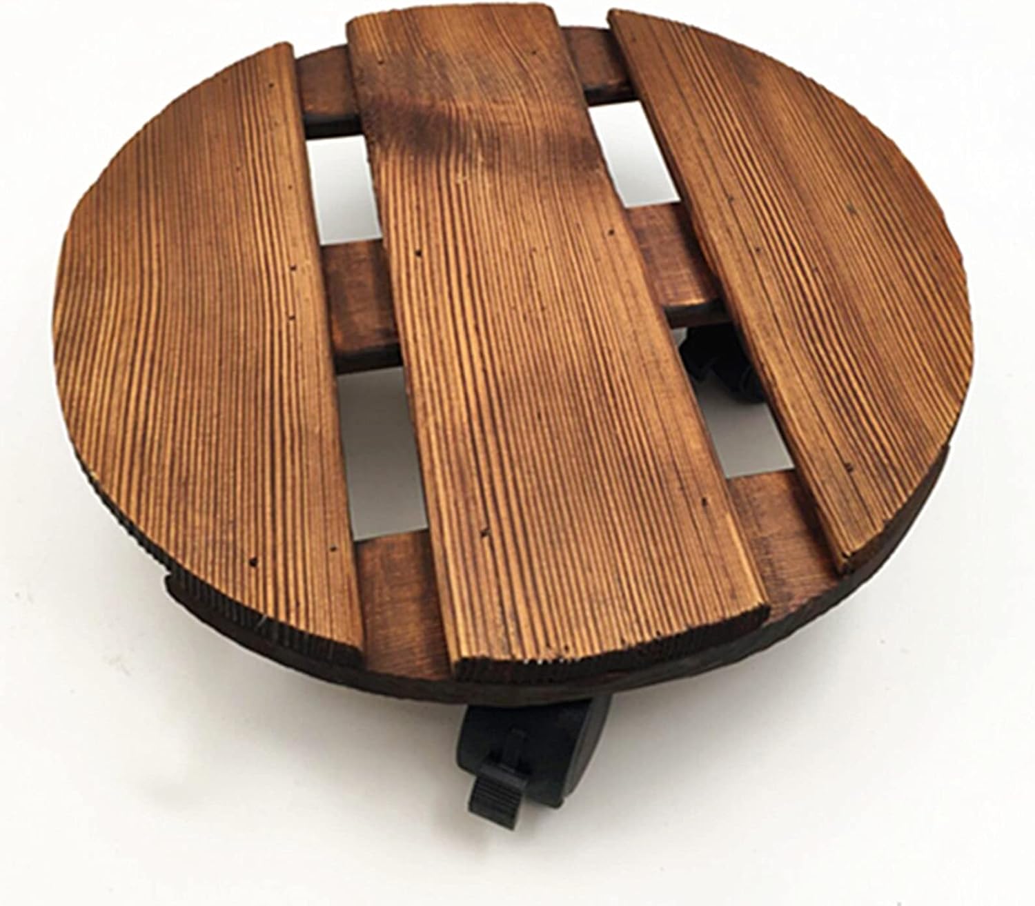 Amazon.com : Garden Plant Pot Riser Round Wood Planter Caddies Load ...