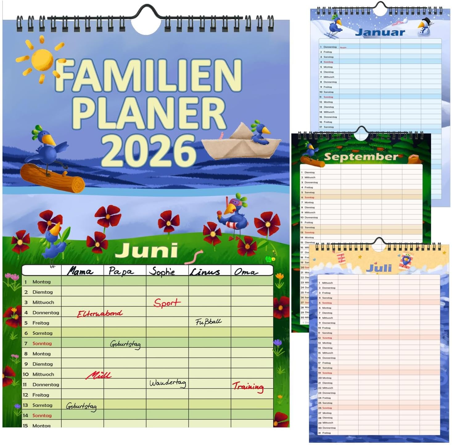 Familienplaner 2025 5 Spalten - Wandkalender 2025 Groß - Familienkalender 2025 5 Spalten ...