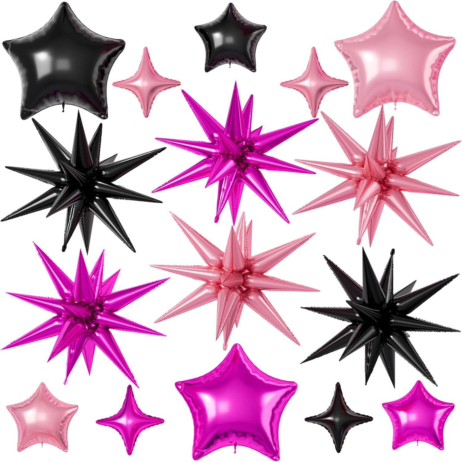 Amazon.com: Black Hot Pink Star Balloons, 16 Pcs 22/18/10 Inch Star ...