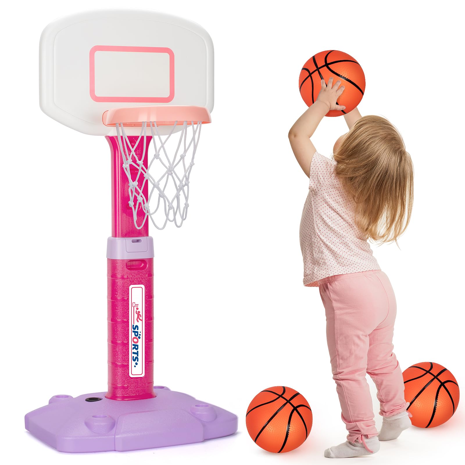 Basketball Hoop Indoor Outdoor Toys for Toddlers 1-3, Kids Basketball ...