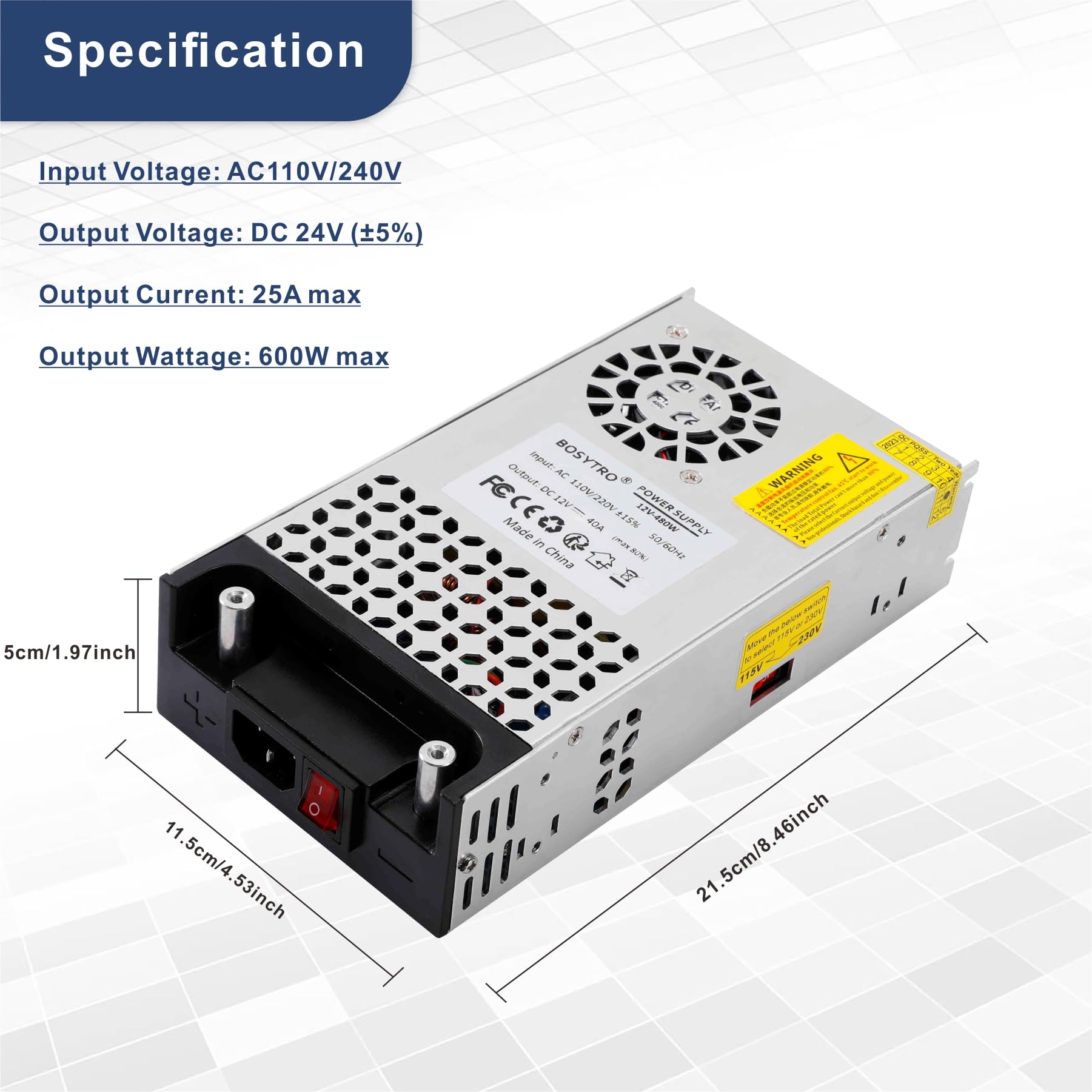 Snapklik.com : BOSYTRO 24V DC Power Supply 600W 25A Switching Power ...