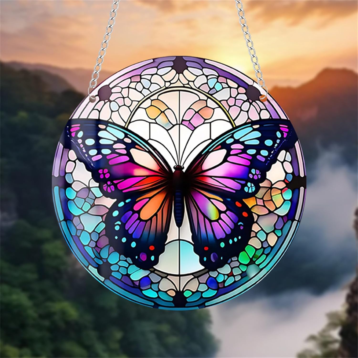 Amazon.com: JUNWALL Butterfly Acrylic Window Hanging, Colourful ...