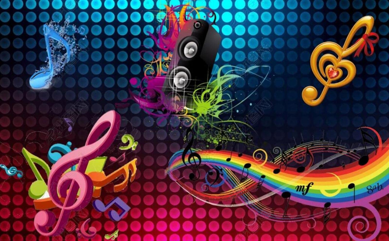 3d Colorful Music Notes Wallpaper Music Notes Background Neon 3D