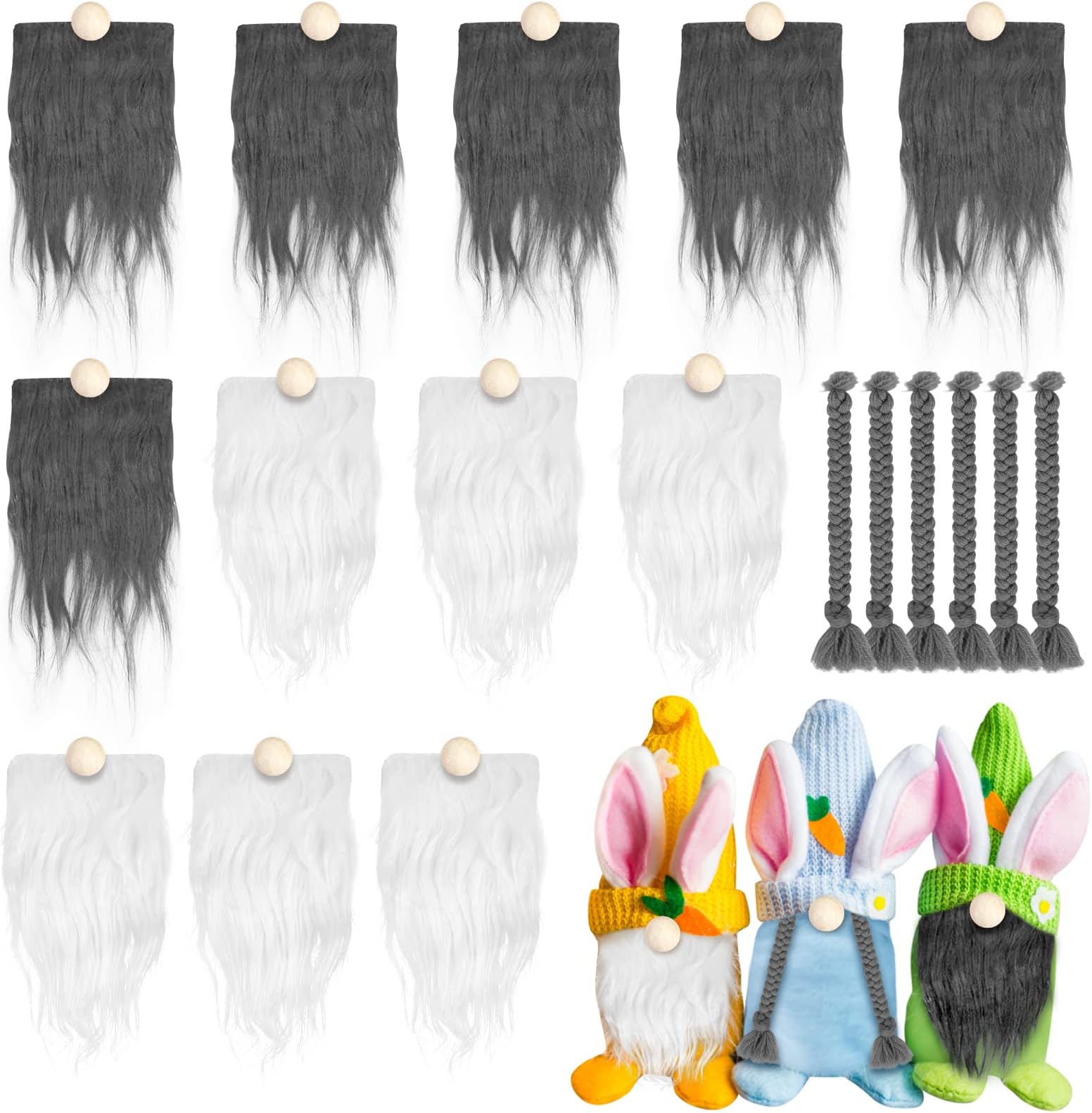 Amazon.com: ABOOFAN 12Pcs Pre-Cut Gnome Beard Faux Fur Costume Beard ...