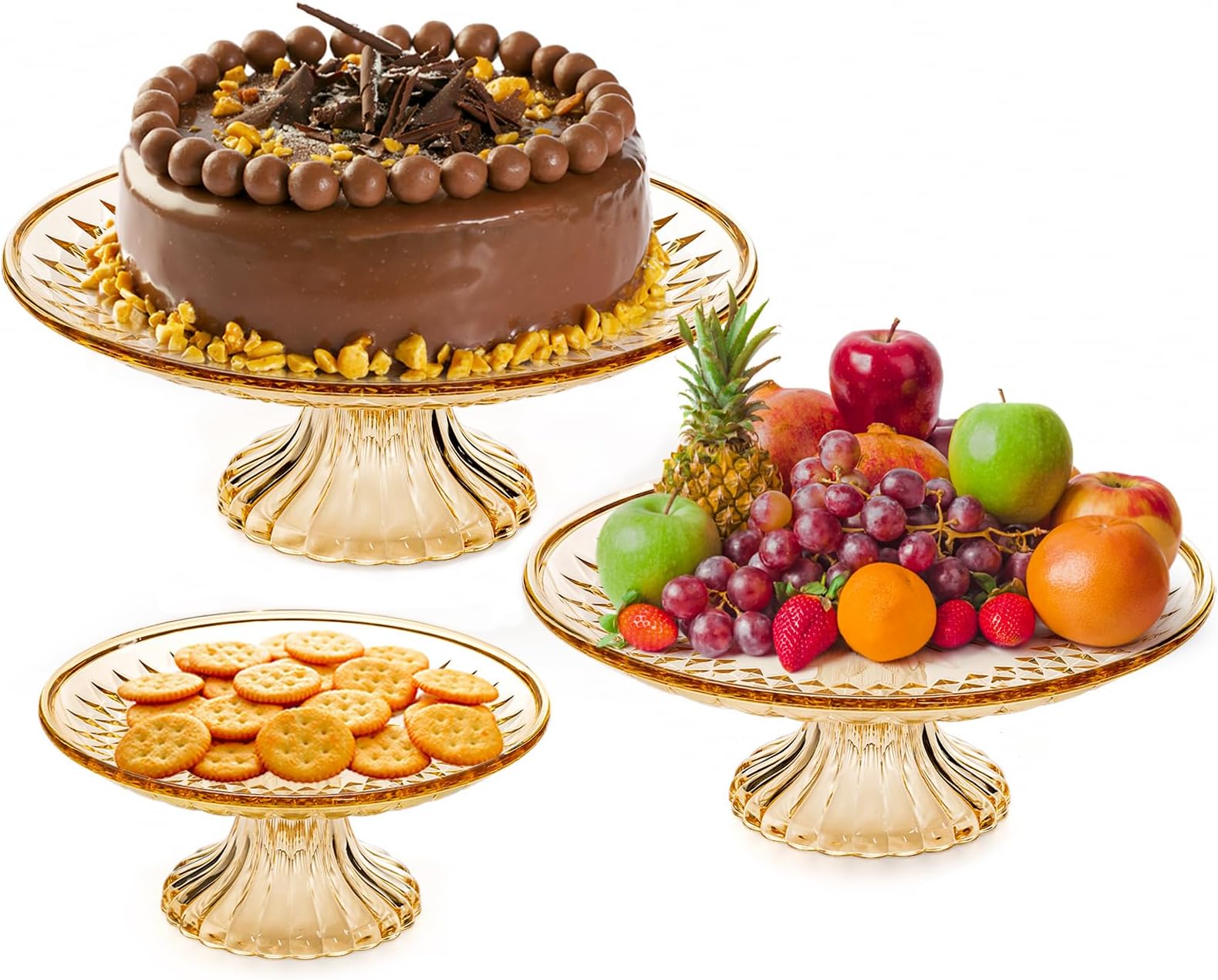 Amazon.com: Elsjoy Set of 3 Acrylic Cake Stands, Clear Dessert Display ...