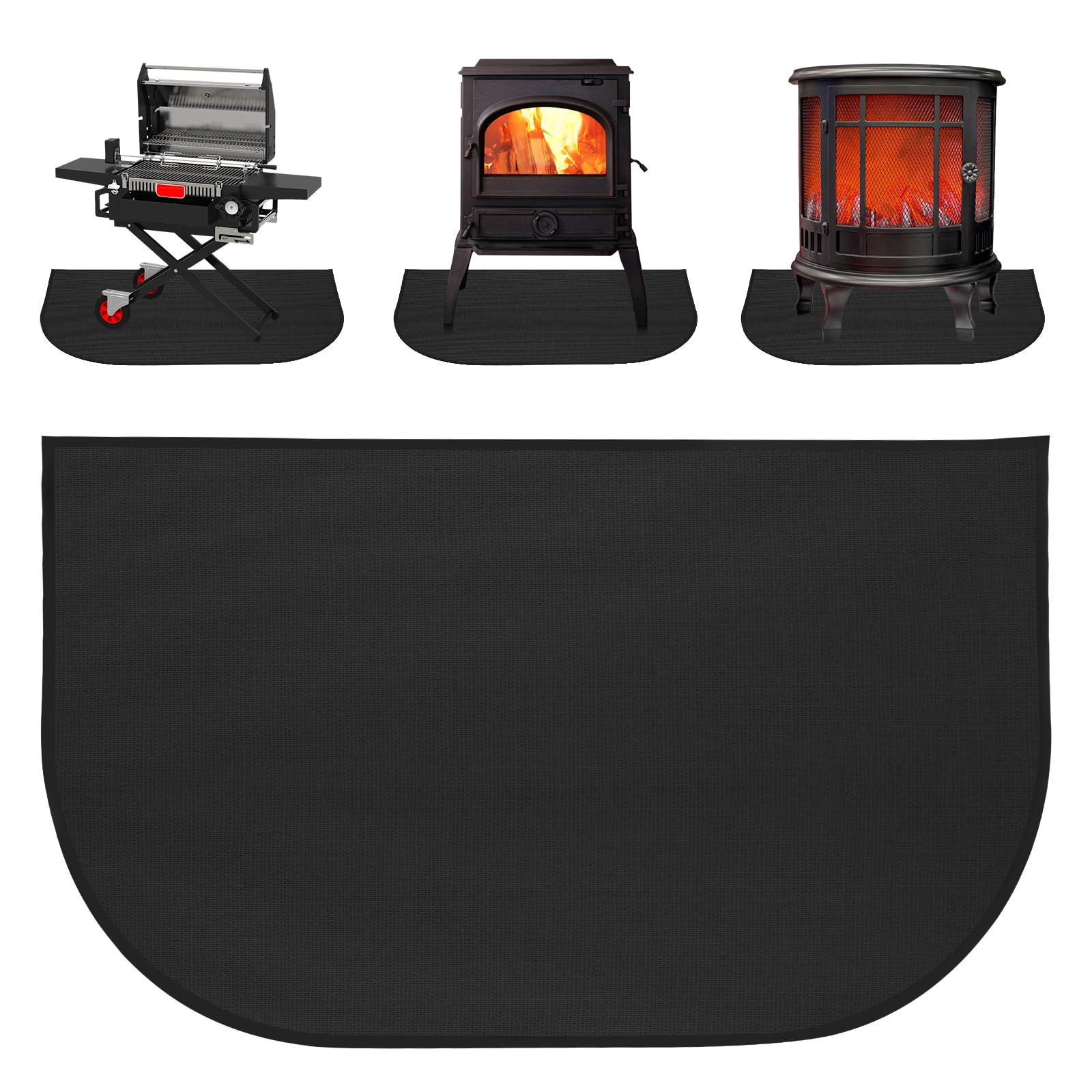 HIULLEN Hearth Rugs for Fireplaces, 102x50CM Fireproof Indoor Fireplace ...