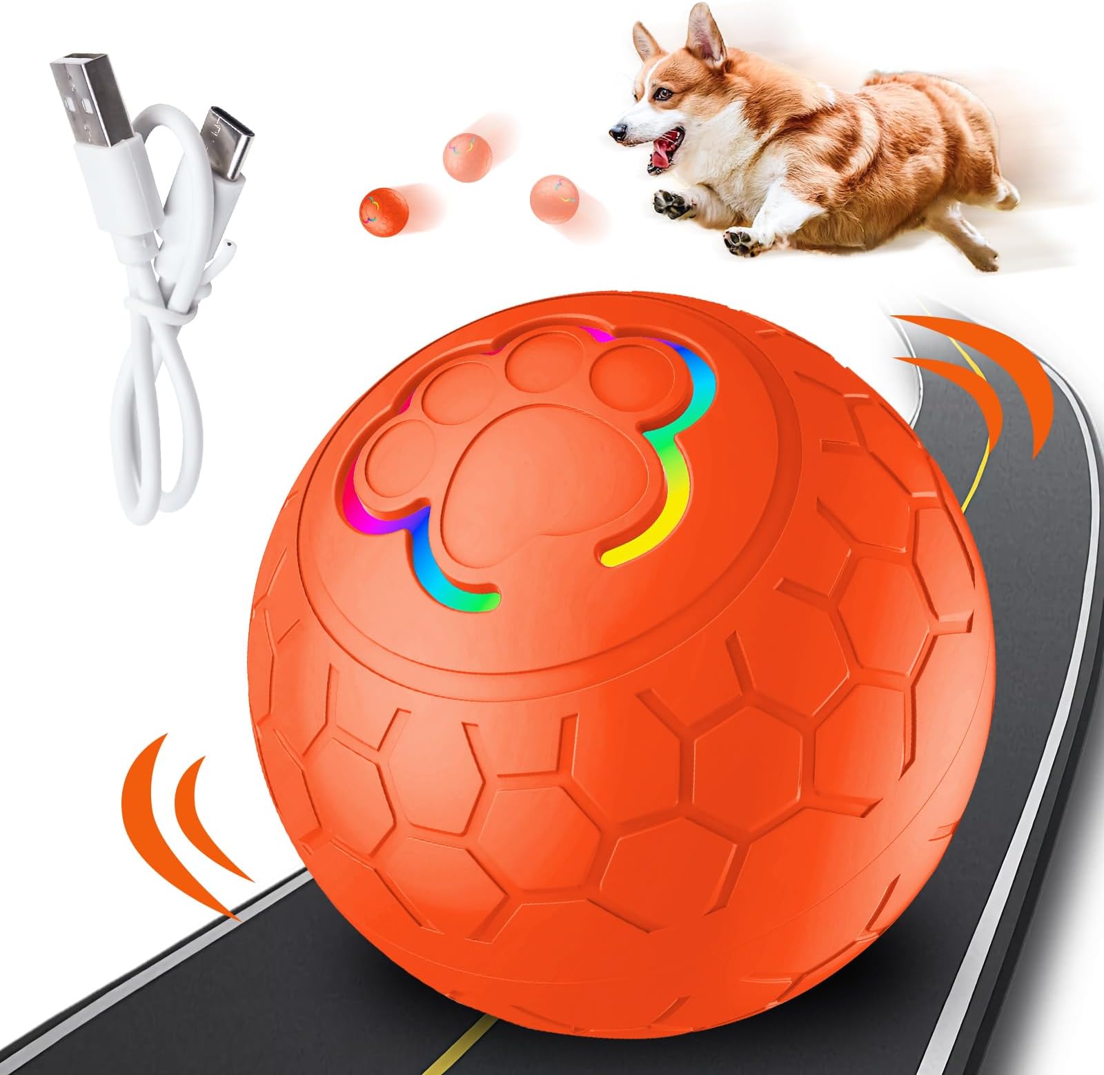 OneNine Interactive Dog/Cat Ball Toy, USB Rechargeable, Motion ...