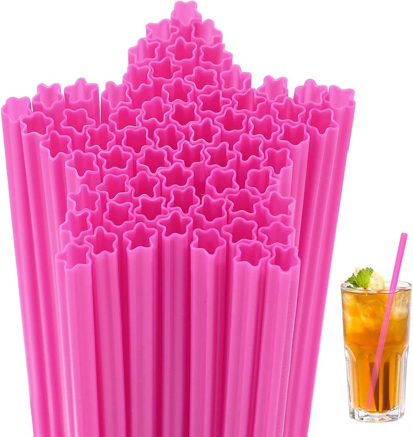 Amazon.com: Potchen 100 Pcs Christmas Party Plastic Star Shaped Straws ...