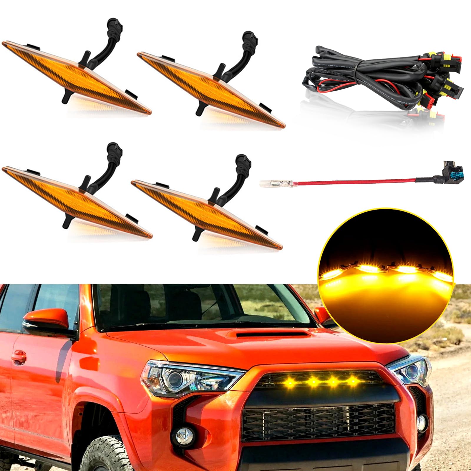 Amazon.com: Front Grille Led Lights with Fuse and Harness Compatible ...