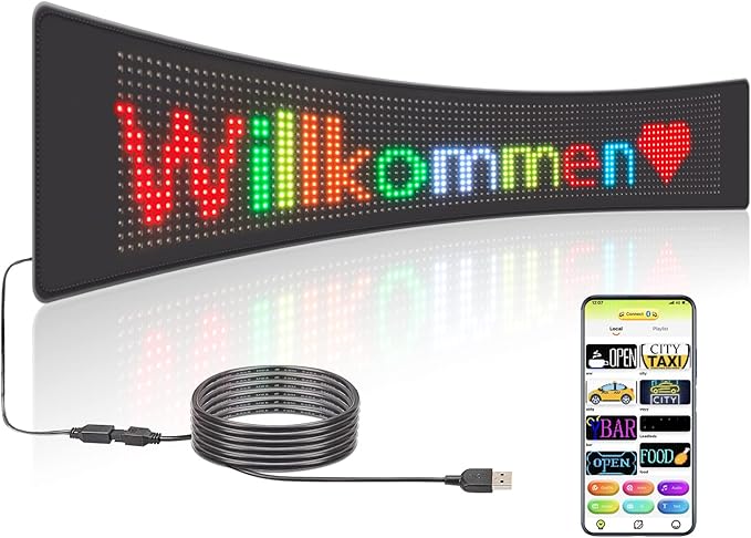 Flexible LED Car Sign, Leadleds Programmable LED RGB Color Sign, 26.4 ...